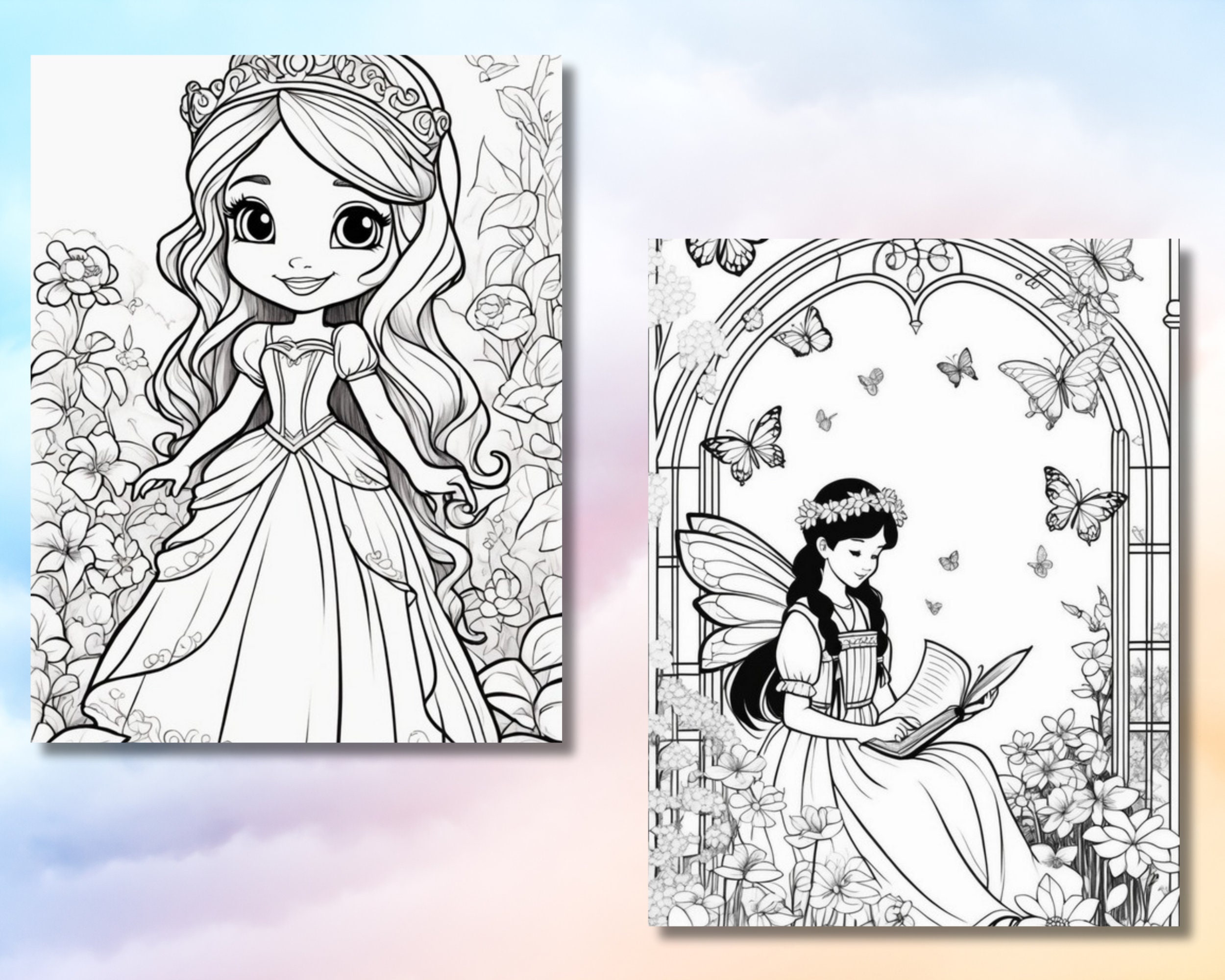 Princess Coloring Book, Printable Princess Posters, Princess Party ...