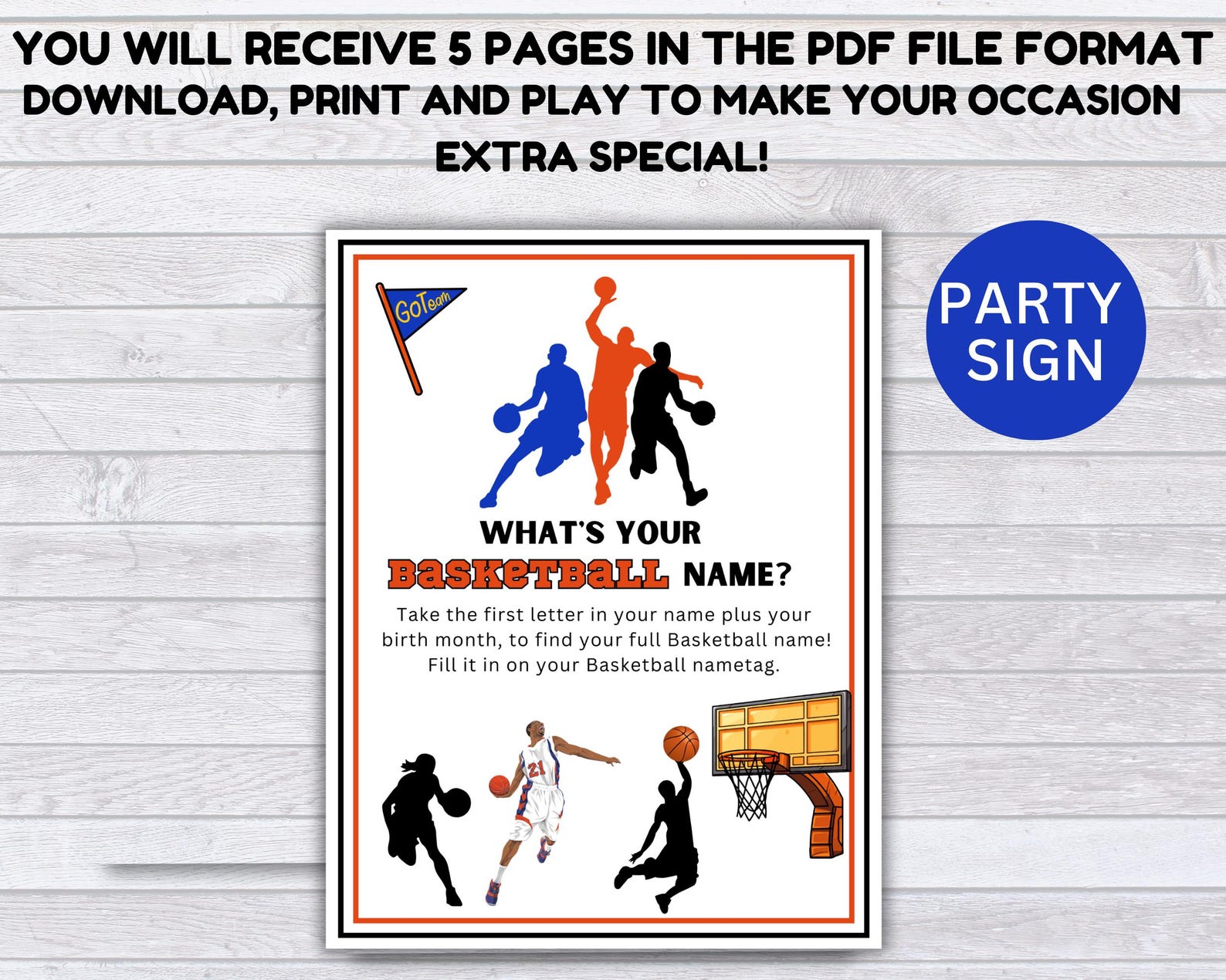 What's Your Basketball Name Game NAME TAGS + Sign, Basketball Birthday ...