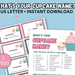 What's Your Cupcake Name Game, Cupcake Name Tags, Birthday, Classroom ...