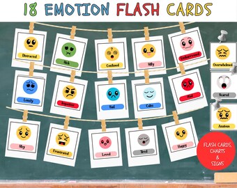 Emotion Face Flashcards, Emotion Preschool Printables, Social Emotional ...