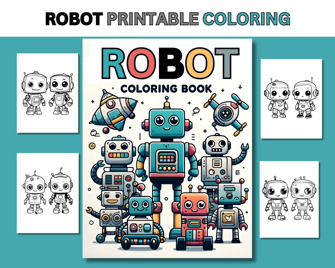 Robots Coloring Book, 24 Cute Robots Printable Activity Sheets for Kids ...