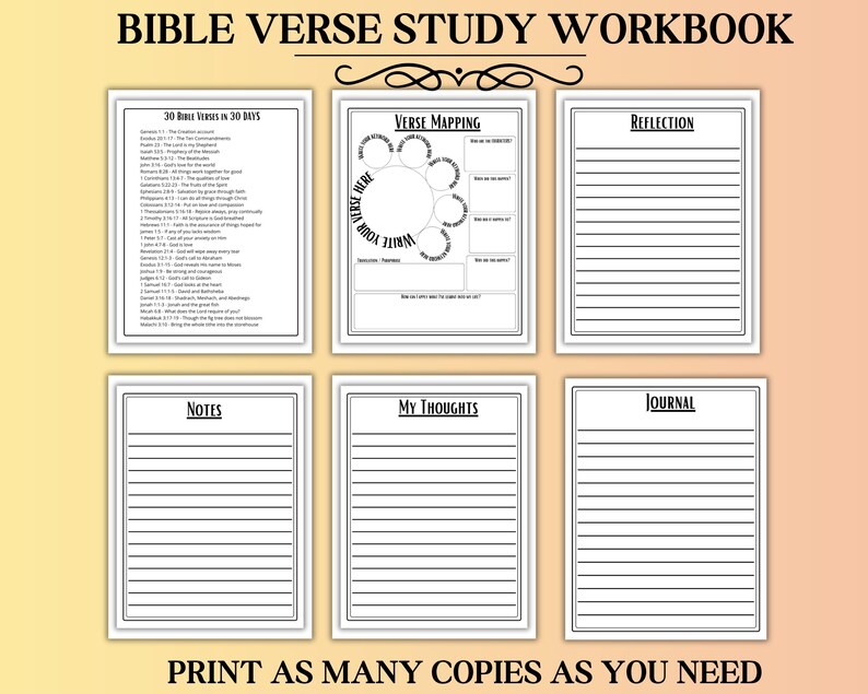 Bible Verse Mapping Journal Printable, 30 Inspirational Scripture ...