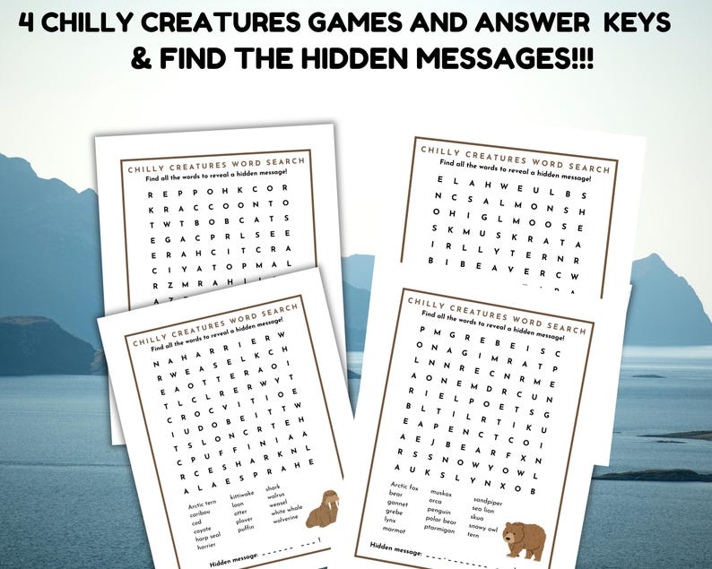 Kids Word Search Puzzle, Animal-themed Wordsearch Printable Game, Brain ...