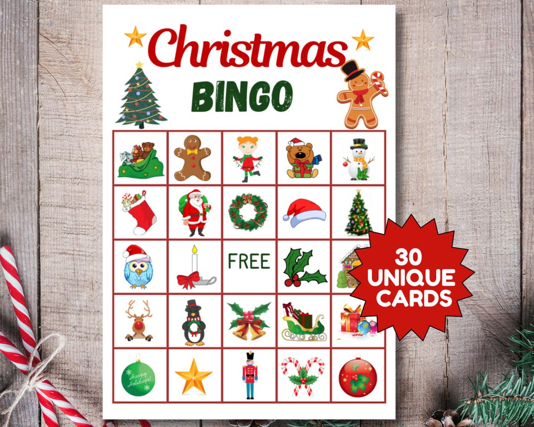 Christmas Bingo, 30 Christmas Bingo Cards, Xmas Activity, Kids ...