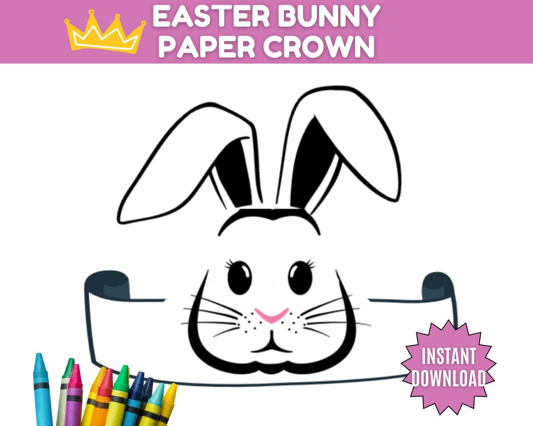 Easter Bunny Paper Crown Kids DIY, Rabbit Birthday Headband, Fun Easter ...