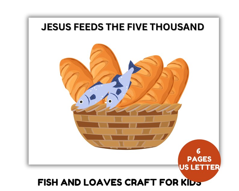 5 Loaves of Bread & 2 Fish Sunday School Craft for Kids, Jesus Feeds ...