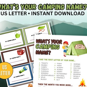 What's Your Camping Name, Camping Game Printable, Name Generator ...