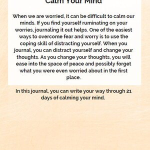 Calm Your Mind Journal Printable 21 Day Journal Prompts | Etsy
