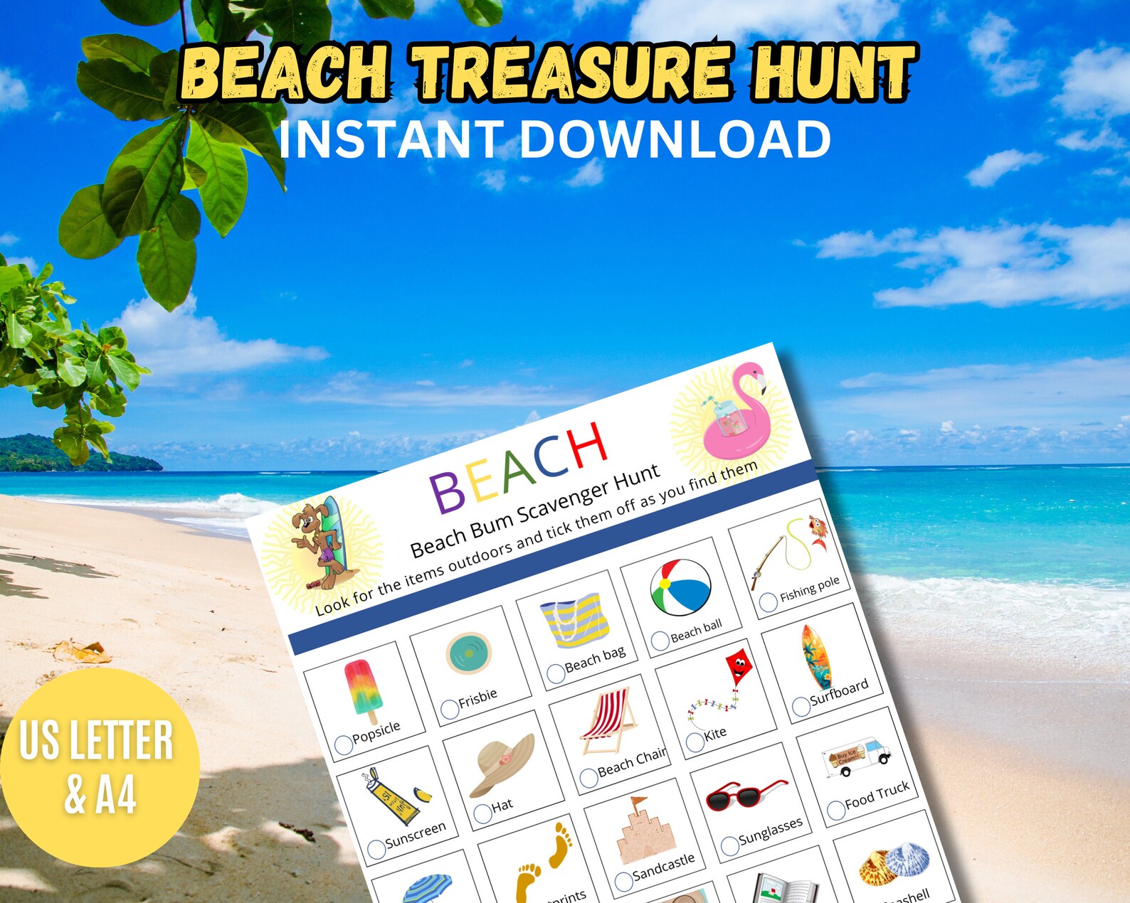 Printable Beach Scavenger Hunt, Outdoor Game Activity for Kids, Nature ...