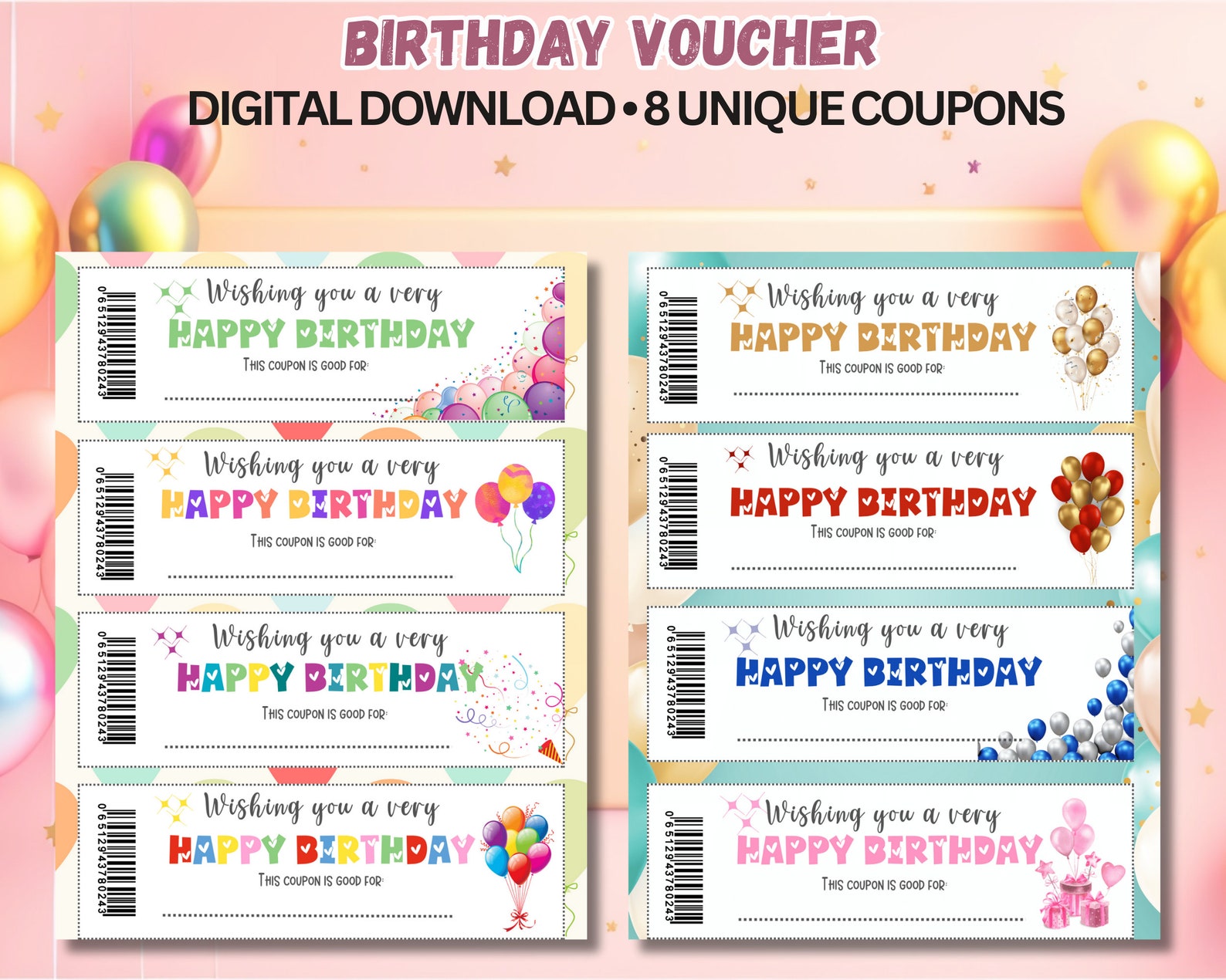 Printable Birthday Coupons, Birthday Present, Experience Coupons ...