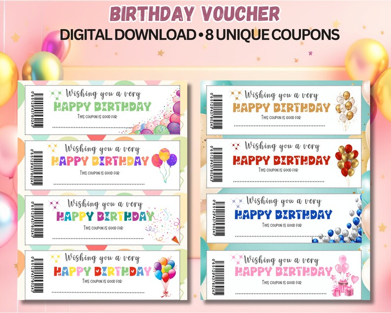 Printable Birthday Coupons, Birthday Present, Experience Coupons ...