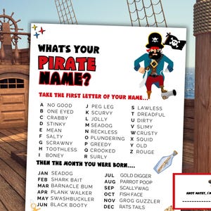 What's Your Pirate Name Game NAME Tags + SIGN, Pirate Birthday, Ahoy ...