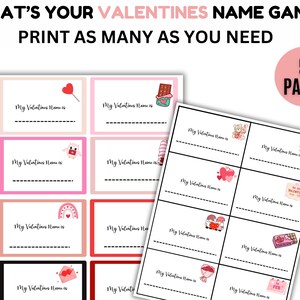 What's Your Valentine Name Game, NAME TAGS + SIGN, Valentine Activity ...