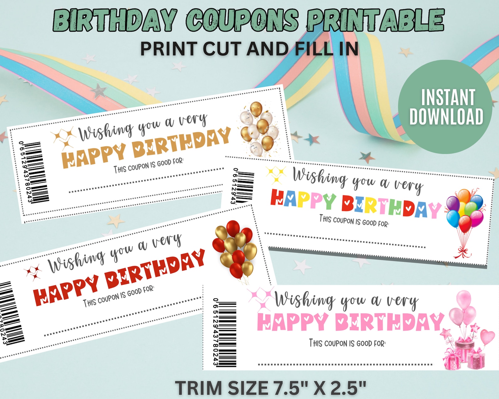 Printable Birthday Coupons, Custom Birthday Present Voucher, Experience ...