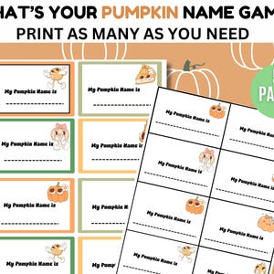 What's Your Pumpkin Name Game, NAME TAGS + SIGN, Fall Activity ...