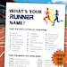 What's Your Runner Name Game, NAME TAGS + SIGN, Athletics Themed Sports ...