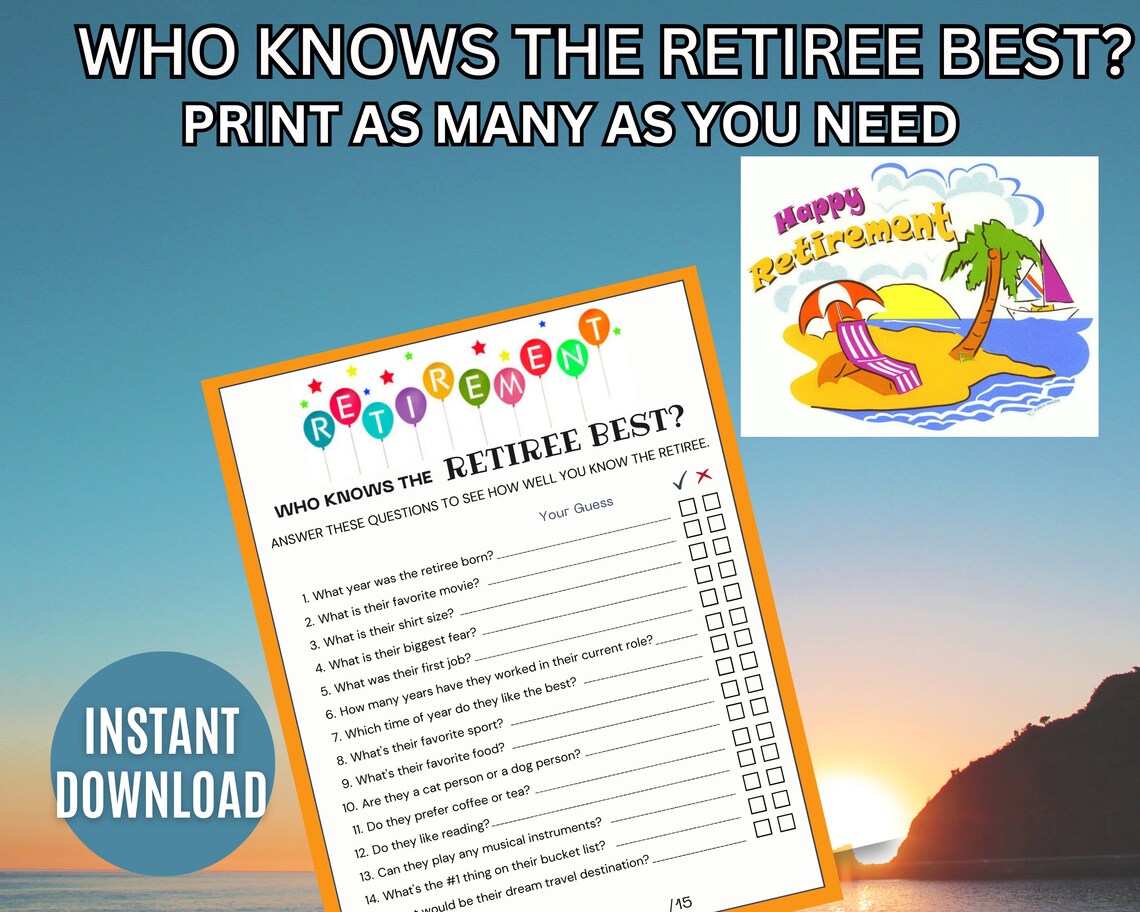 Retirement Party Game Printable, Who Knows the Retiree What Would the ...