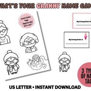 What's Your Granny Name Game With NAME TAGS + SIGN, Sleepover Slumber ...