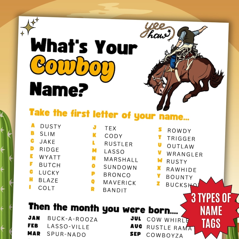 Cowboy Name - Etsy