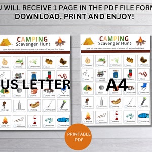 Printable Camping Scavenger Hunt, Outdoor Camp Game Activity for Kids ...