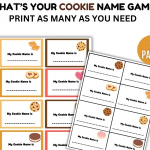 What's Your Cookie Name Game NAME TAGS + SIGN, Cookie-themed Party ...