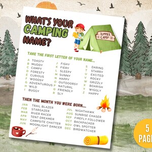 What's Your Camping Name, Camping Game Printable, Name Generator ...