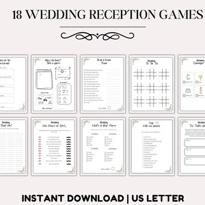 Wedding Reception Games Printable Bundle, Table Activities ...