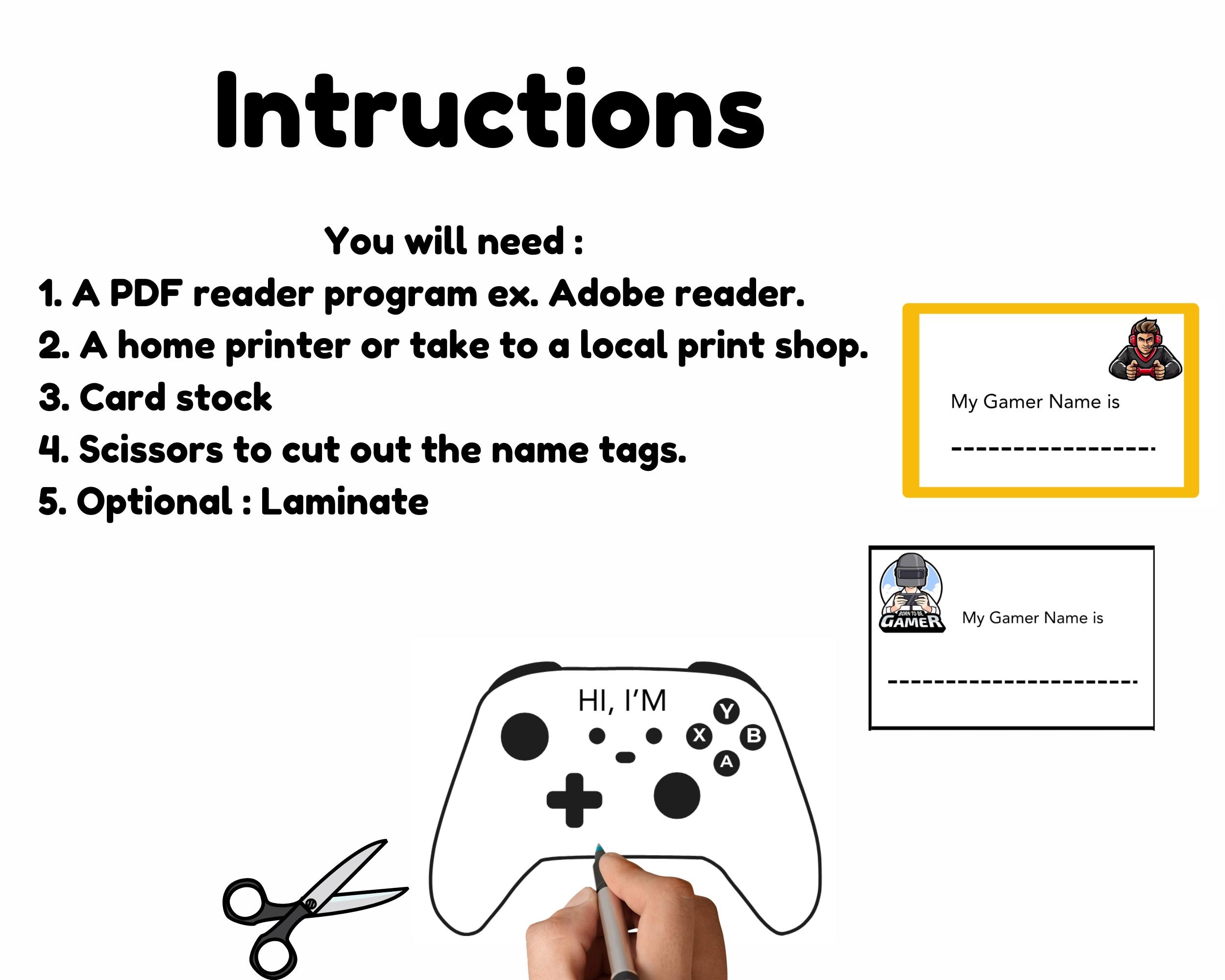 What's Your Gamer Name Game, NAME TAGS + SIGN, Gaming Name Activity ...