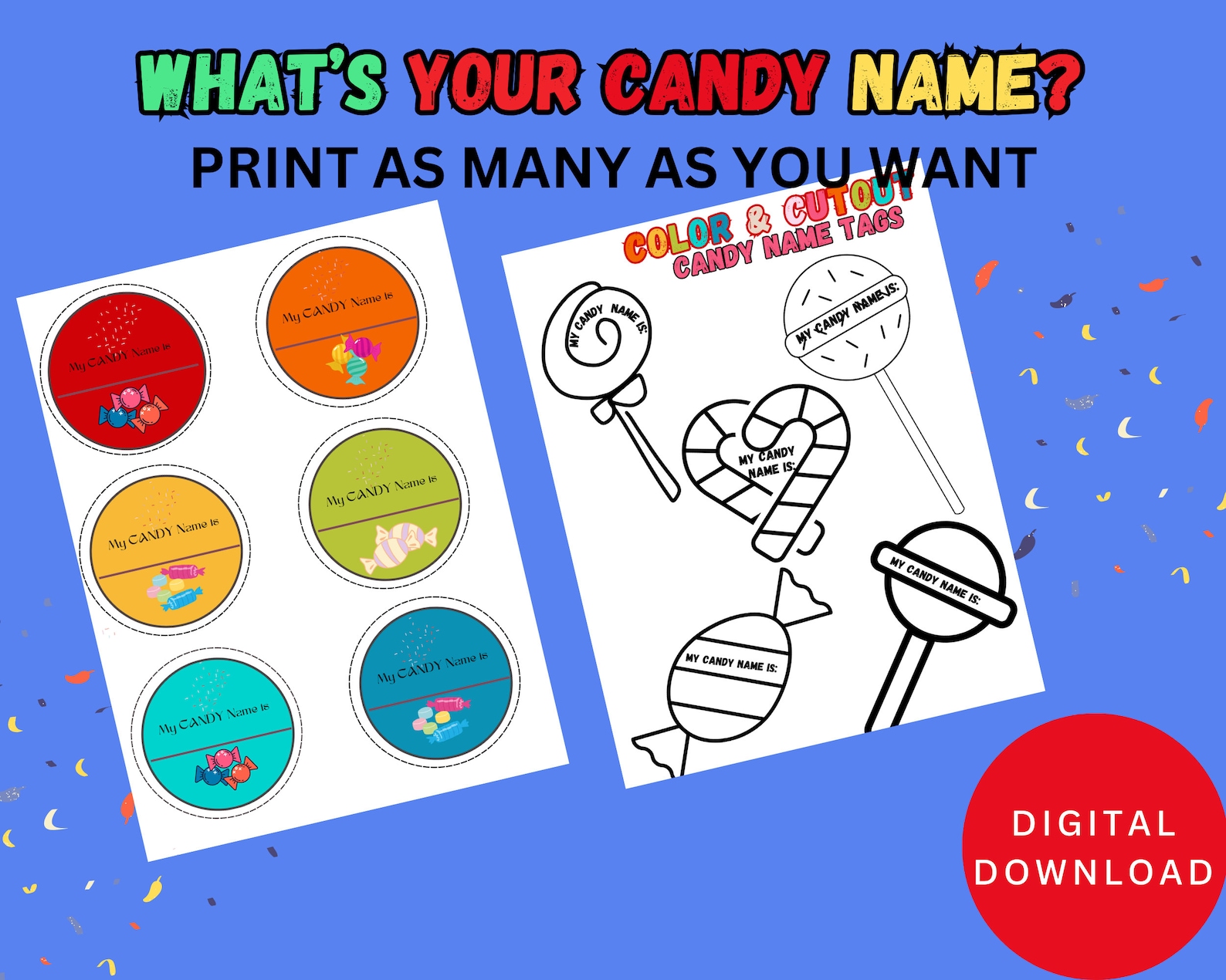 What's Your Candy Name Game With NAME TAGS + SIGN, Candy Party Idea, Birthday, Classroom, Baby ...