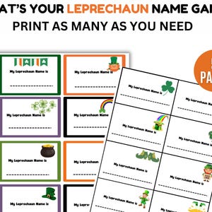 What's Your Leprechaun Name Game NAME TAGS + SIGN, Irish Trivia Party ...