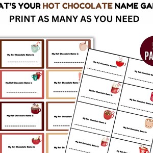 What's Your Hot Chocolate Name Game NAME TAGS + SIGN, Hot Chocolate Bar ...