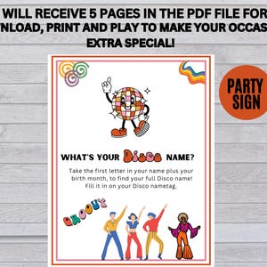 What's Your Disco Name Game, NAME TAGS + SIGN, Birthday Dance Party ...