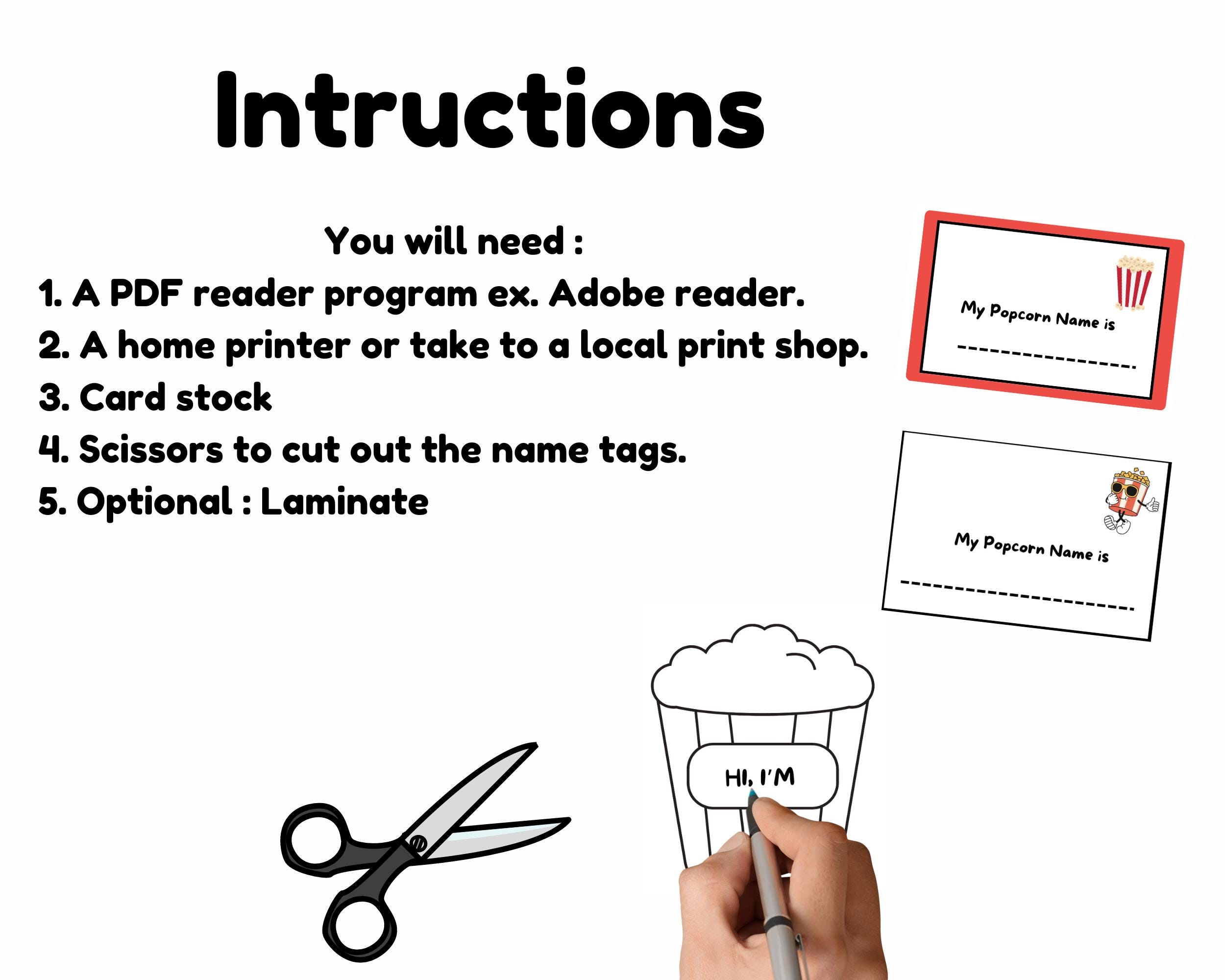 What's Your Popcorn Name Game NAME TAGS + SIGN, Movie Night Games ...