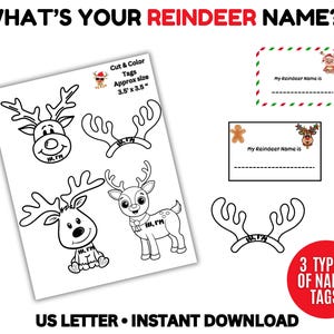 What's Your Reindeer Name Game NAME TAGS + SIGN, Christmas Party ...