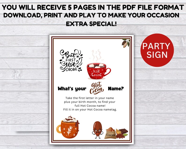 What's Your Hot Cocoa Name Game NAME TAGS + SIGN, Hot Cocoa Bar Decor ...