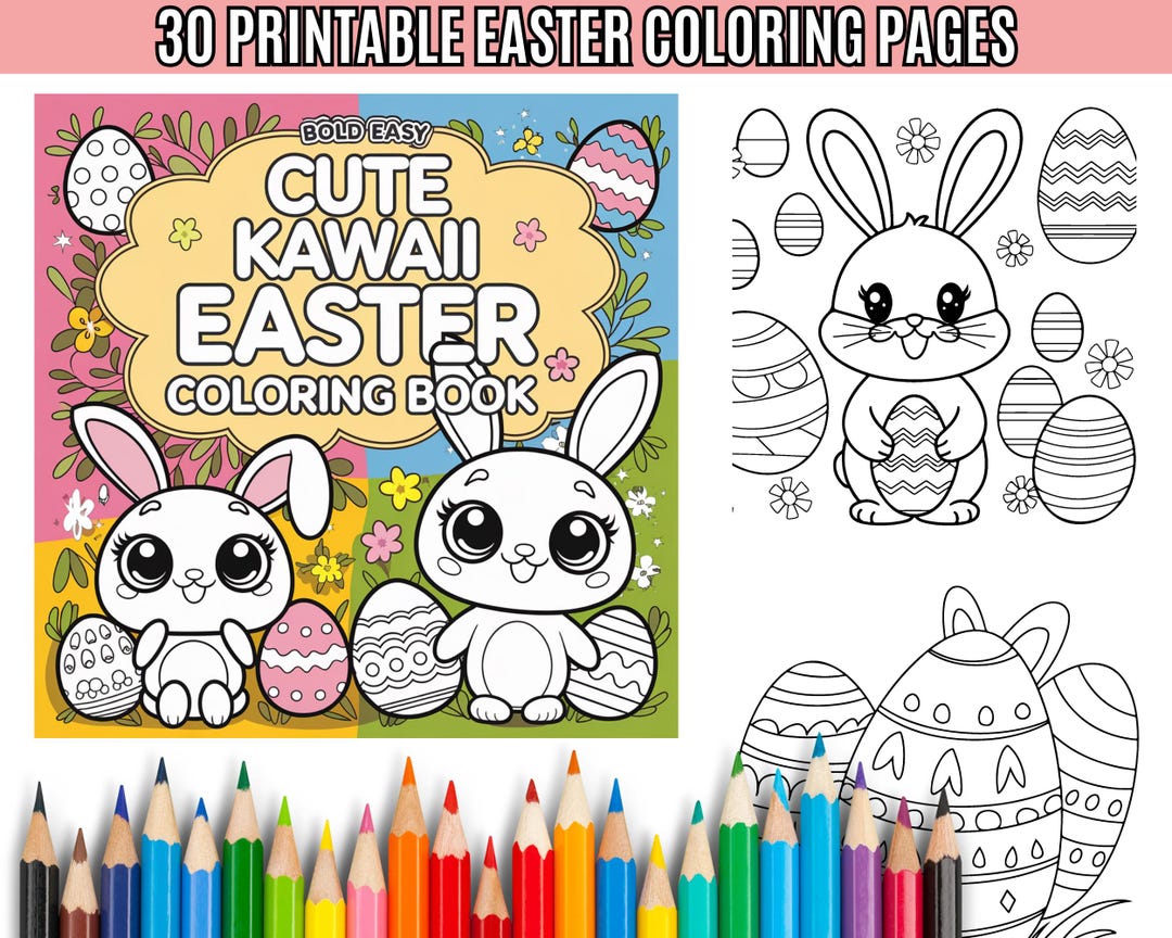 Kawaii Easter Coloring Pages for Kids, Easter Printable Fun Activities ...