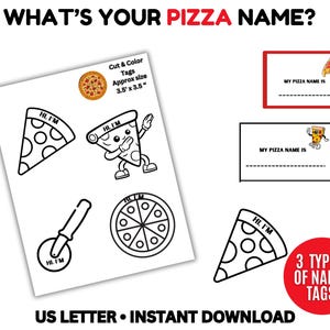 What's Your Pizza Name Game NAME TAGS + SIGN, Pizza Birthday Party ...