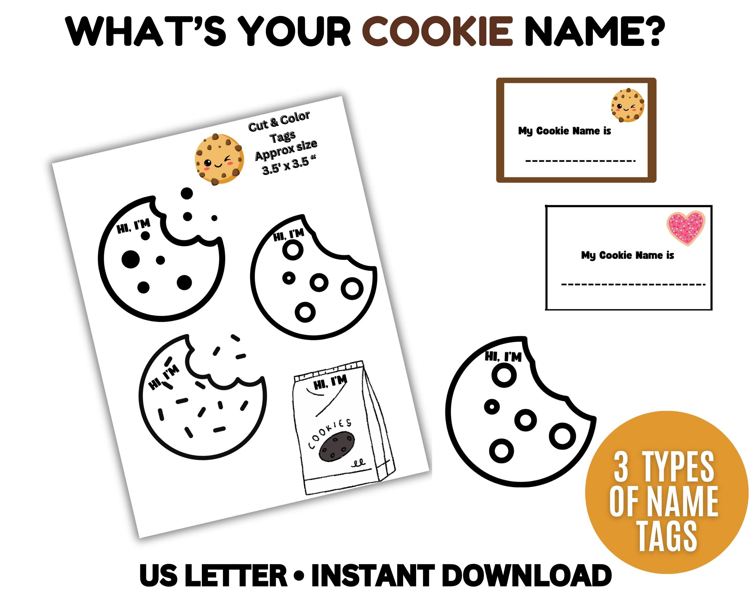 What's Your Cookie Name Game NAME TAGS + SIGN, Cookie-themed Party ...