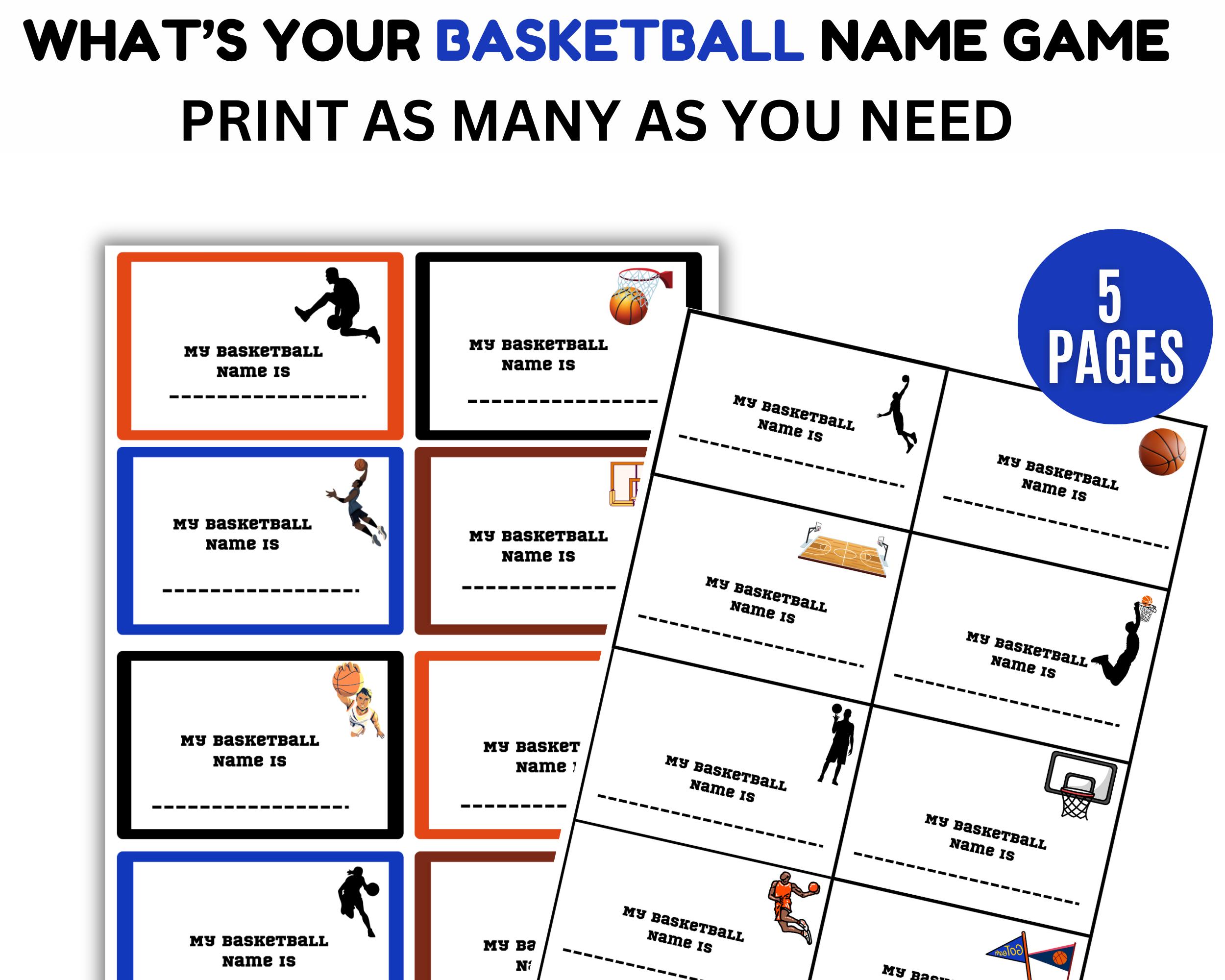 What's Your Basketball Name Game NAME TAGS + Sign, Basketball Birthday ...