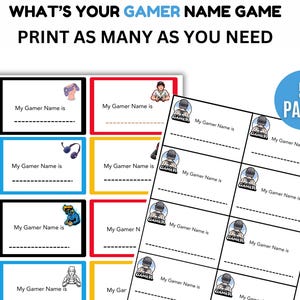 What's Your Gamer Name Game, NAME TAGS + SIGN, Gaming Name Activity ...