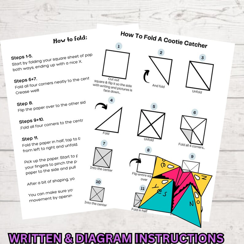 Printable Paper Fortune Teller, Origami Cootie Catcher, Chatter Box ...