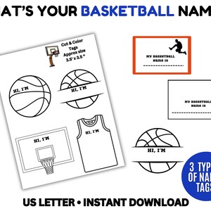 What's Your Basketball Name Game NAME TAGS + Sign, Basketball Birthday ...