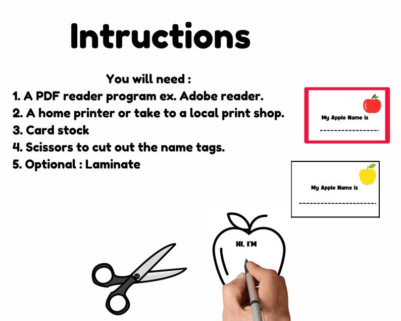 What's Your Apple Name Game NAME TAGS + SIGN Printable, Apple-themed ...
