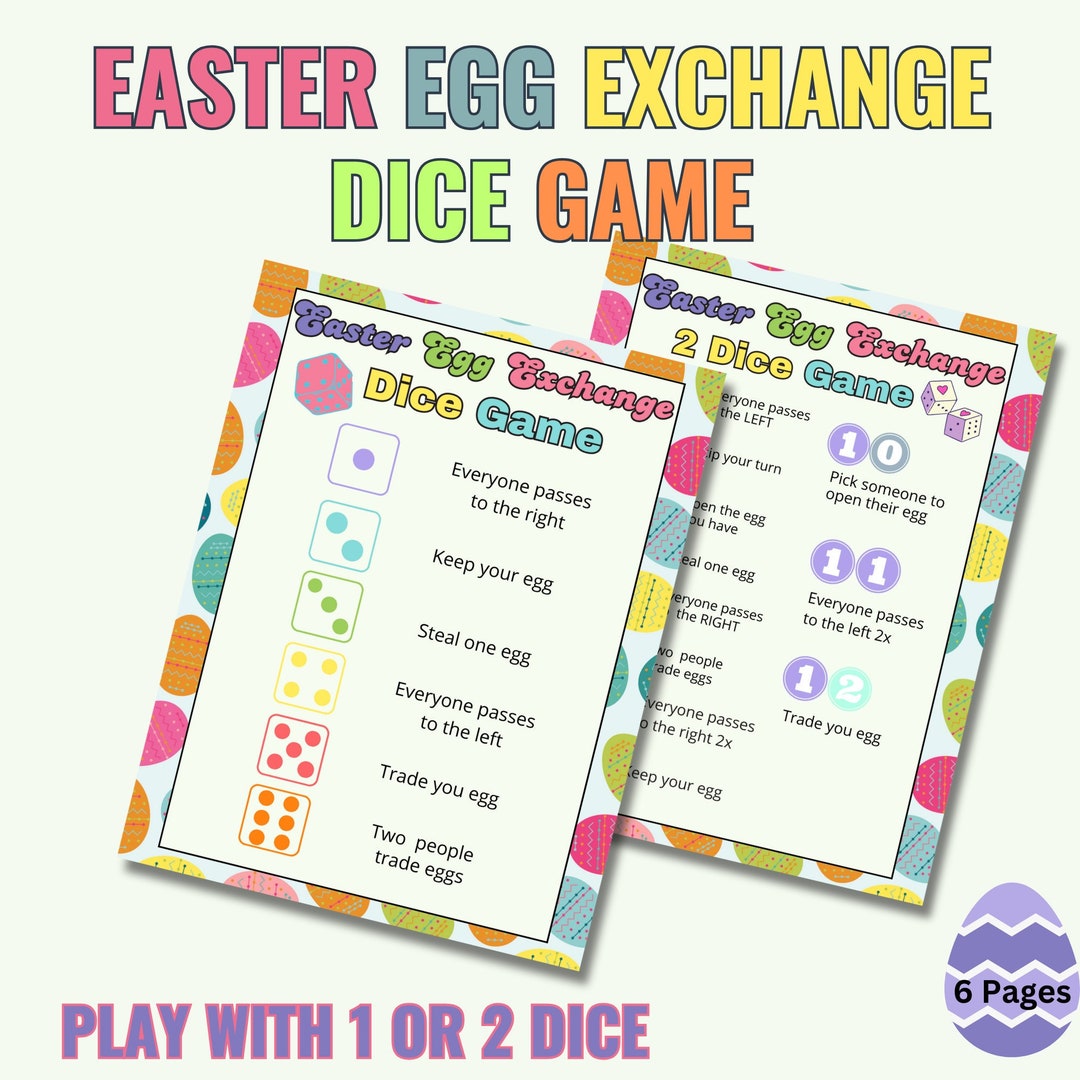 Easter Rolling Dice Game Printable, Easter Egg Exchange Dice Game, Fun ...