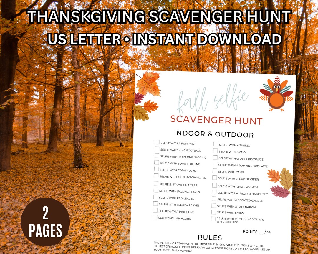 Thanksgiving Scavenger Hunt, Photo Hunt, Thanksgiving Family Activity ...