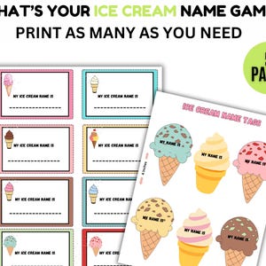 What's Your Ice Cream Name, NAME TAGS + SIGN, Ice Cream Birthday Party ...