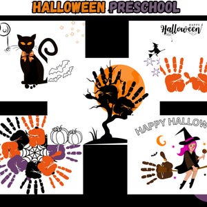Halloween Handprint Art Bundle, Halloween Activity, Daycare Handprint ...