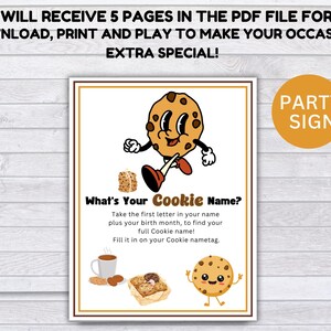 What's Your Cookie Name Game NAME TAGS + SIGN, Cookie-themed Party ...