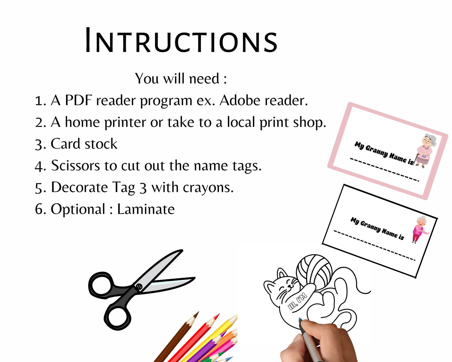 What's Your Granny Name Game With NAME TAGS + SIGN, Sleepover, Slumber ...