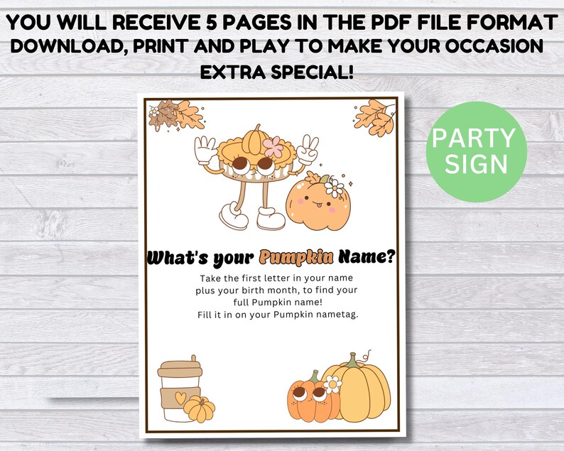What's Your Pumpkin Name Game, NAME TAGS + SIGN, Fall Activity ...